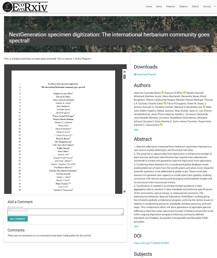 NextGeneration specimen digitization: The international herbarium community goes spectral ...